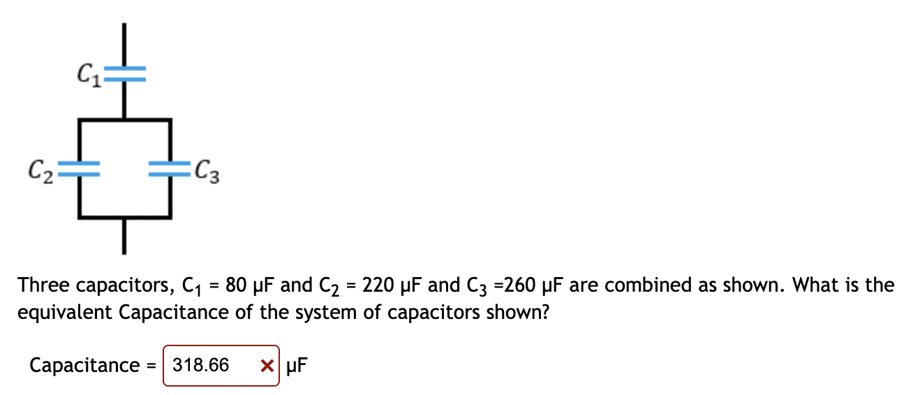 Solved C C2 C3 = Three capacitors, C1 = 80 pF and C2 = 220 | Chegg.com