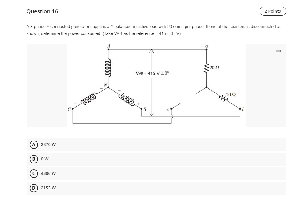Solved A 3-phase Y-connected generator supplies a Y-balanced | Chegg.com