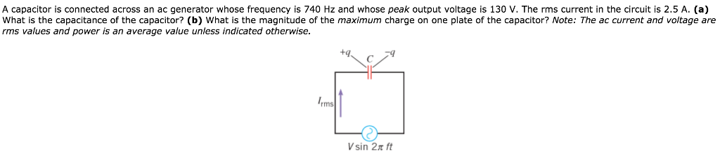 Solved A capacitor is connected across an ac generator whose | Chegg.com