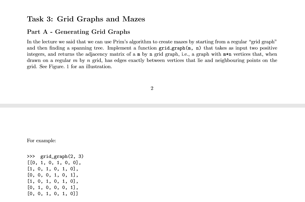 Solved Task 3: Grid Graphs and Mazes Part A - Generating | Chegg.com