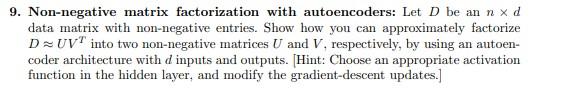 9. Non-negative matrix factorization with | Chegg.com