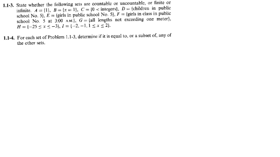 Solved 1.1-3. State whether the following sets are countable | Chegg.com