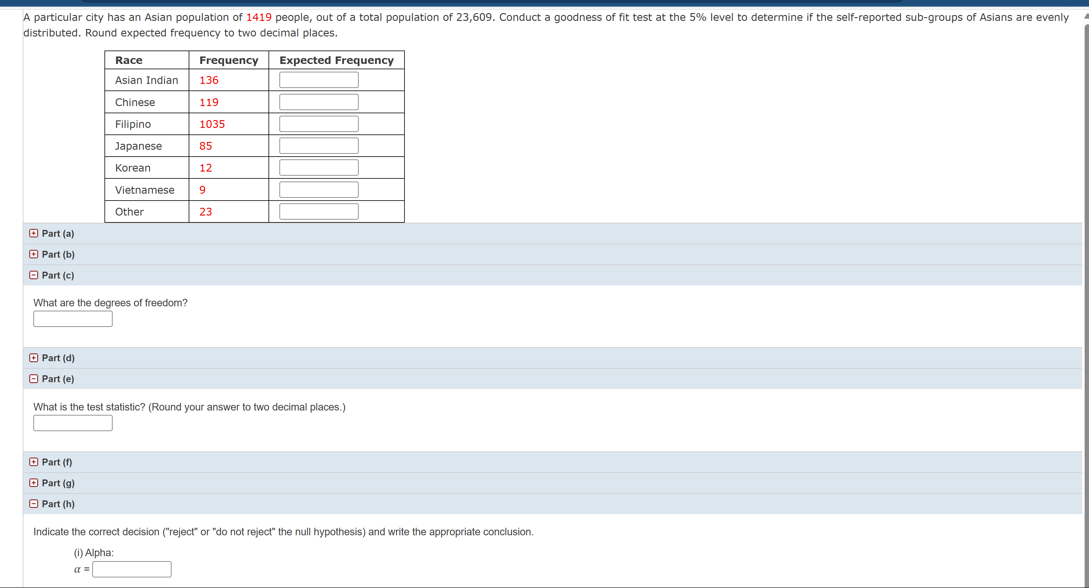 Solved distributed. Round expected frequency to two decimal | Chegg.com
