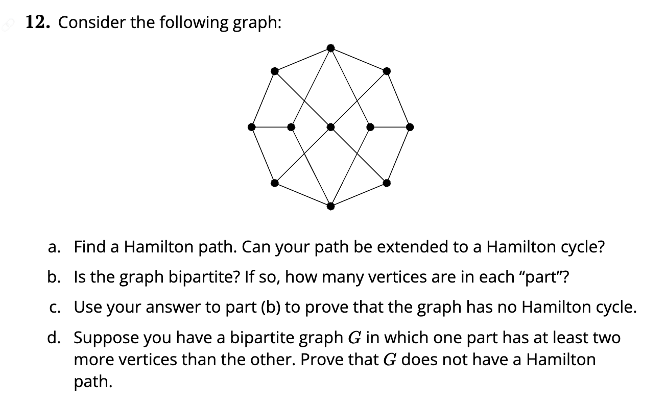 Solved Consider the following graph:a. ﻿Find a Hamilton | Chegg.com