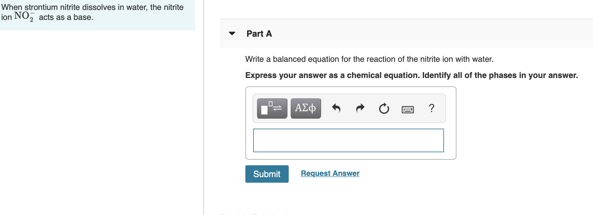Solved When strontium nitrite dissolves in water, the | Chegg.com
