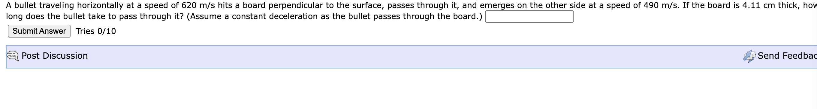 Solved long does the bullet take to pass through it? (Assume | Chegg.com