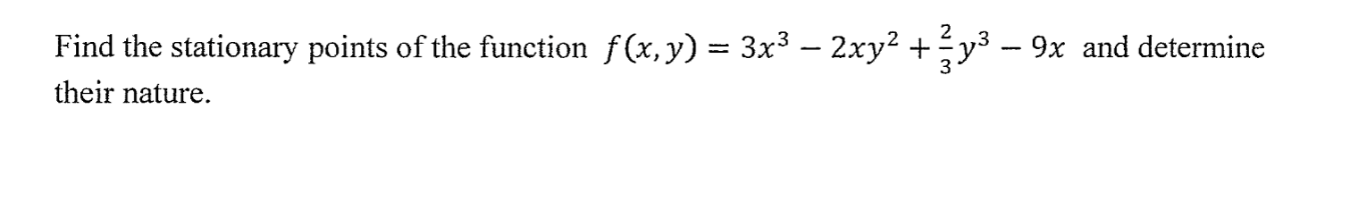 Solved Find the stationary points of the function | Chegg.com