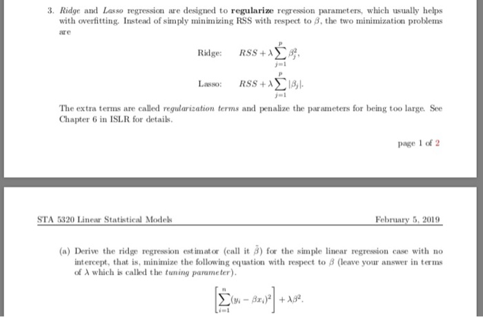Solved 3. Ridge and Lasso regression are designed to | Chegg.com