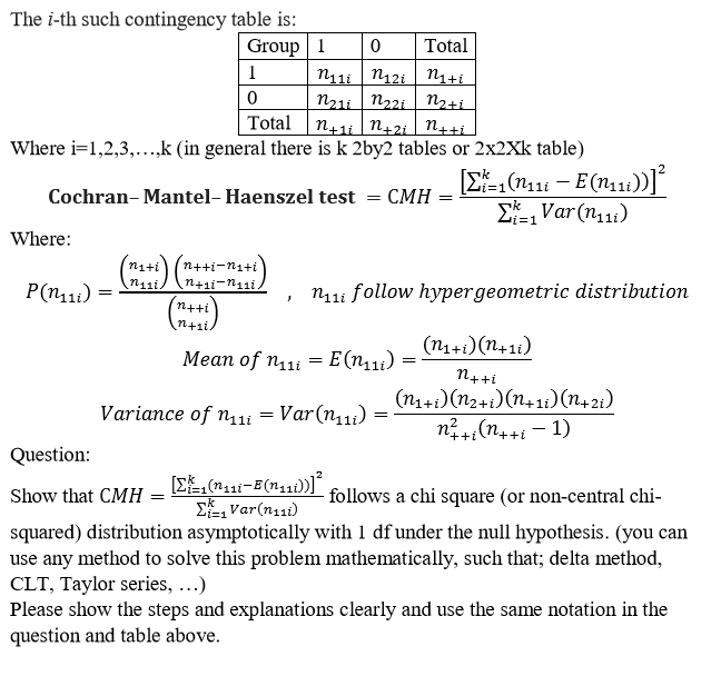 The i-th such contingency table is: Group Total 1 0 1 | Chegg.com