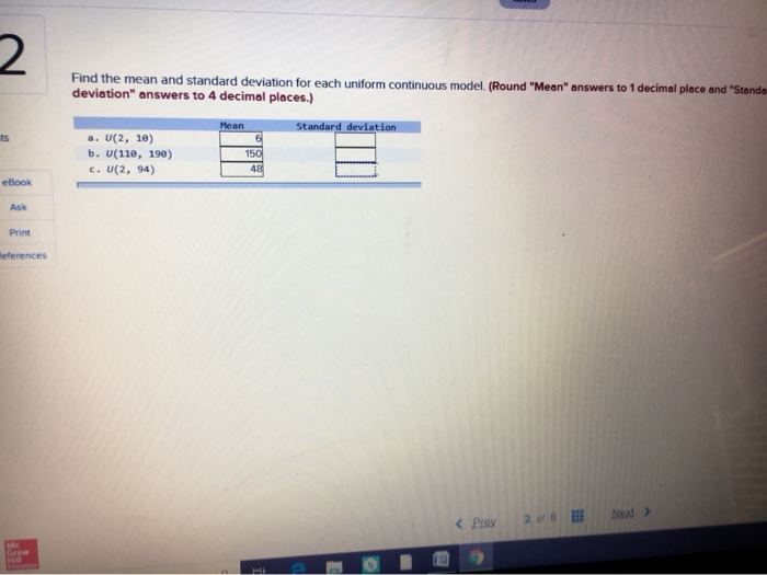 Solved 2 Find The Mean And Standard Deviation For Each