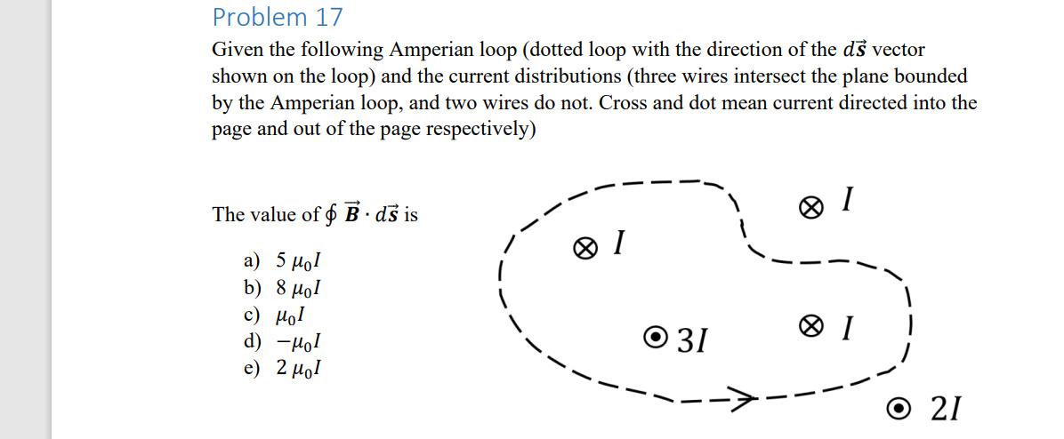 Solved Problem 17 Given the following Amperian loop (dotted | Chegg.com