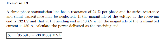 Solved A three phase transmission line has a reactance of | Chegg.com