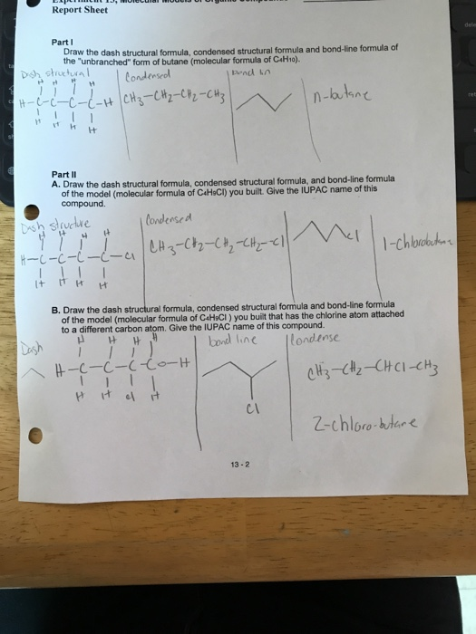 Solved Report Sheet dele Part I Draw the dash structural | Chegg.com