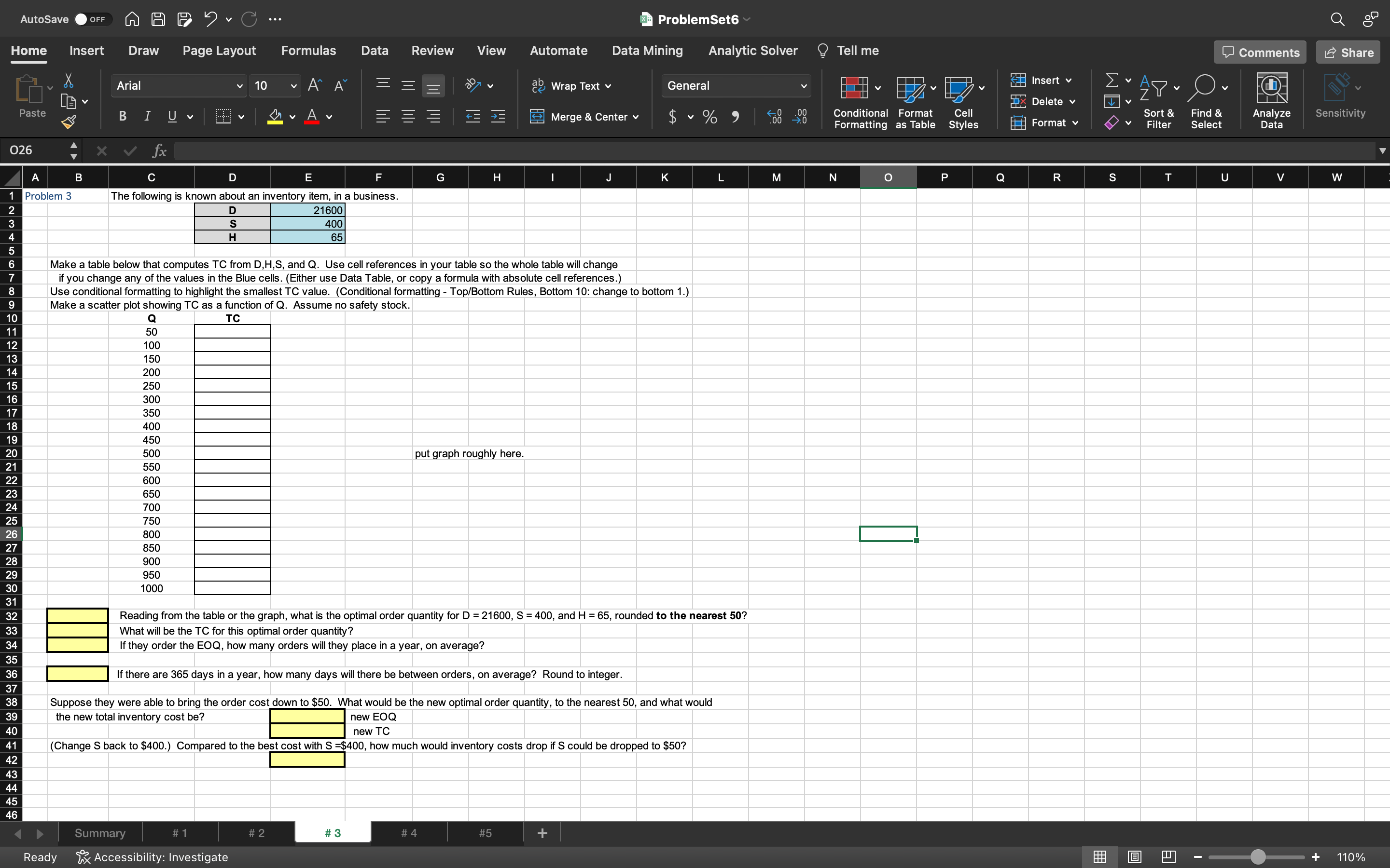 ProblemSet6 00 Formulas Data Review View Automate | Chegg.com