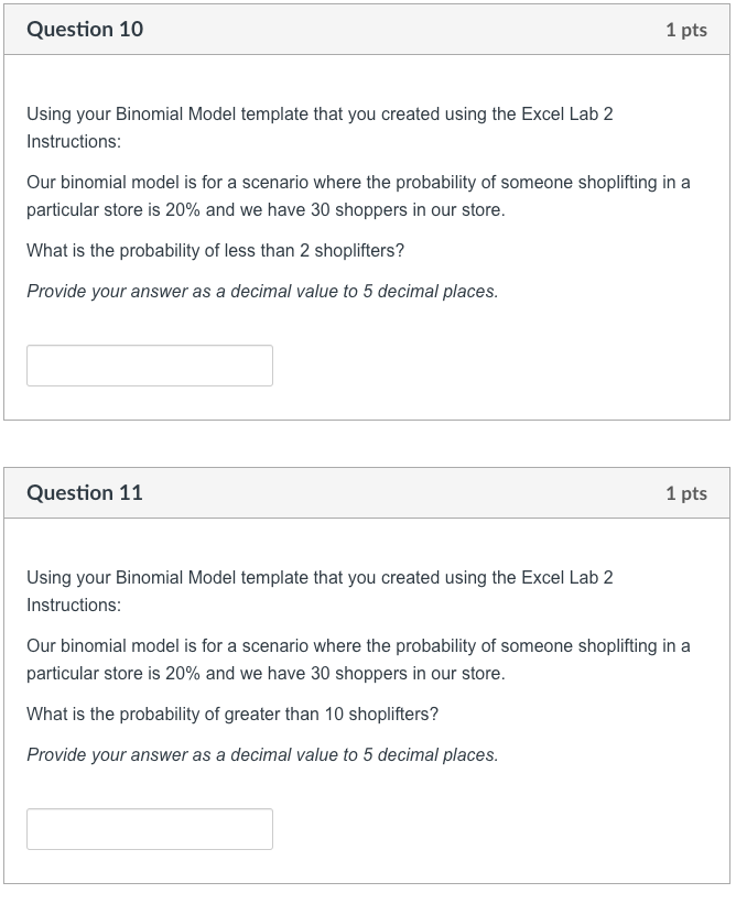 Solved Using your Binomial Model template that you created | Chegg.com