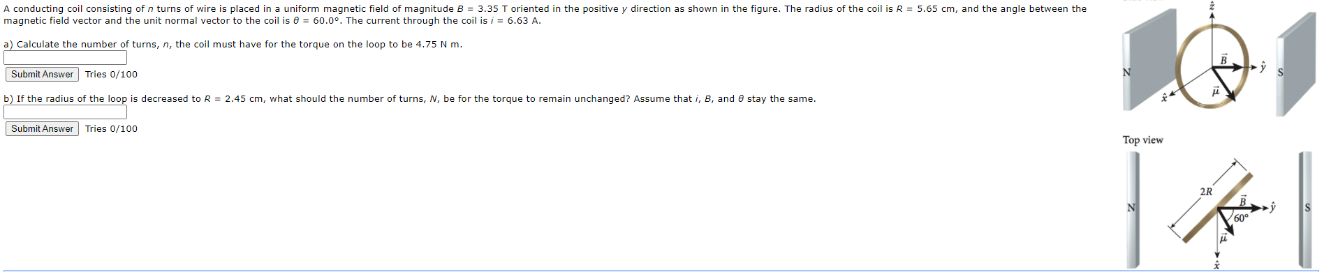 Solved A conducting coil consisting of n turns of wire is | Chegg.com