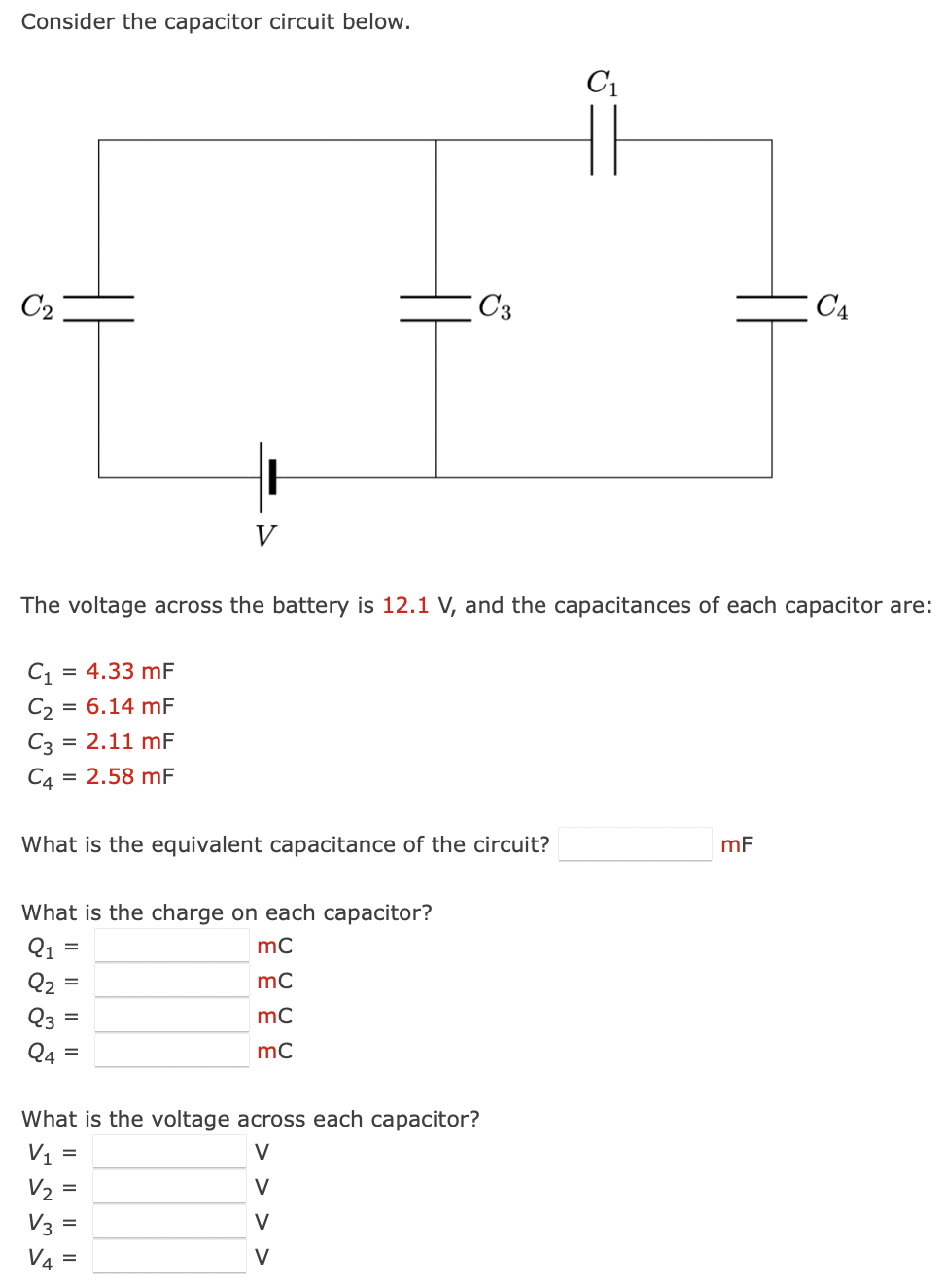 Solved Consider the capacitor circuit below. The voltage | Chegg.com