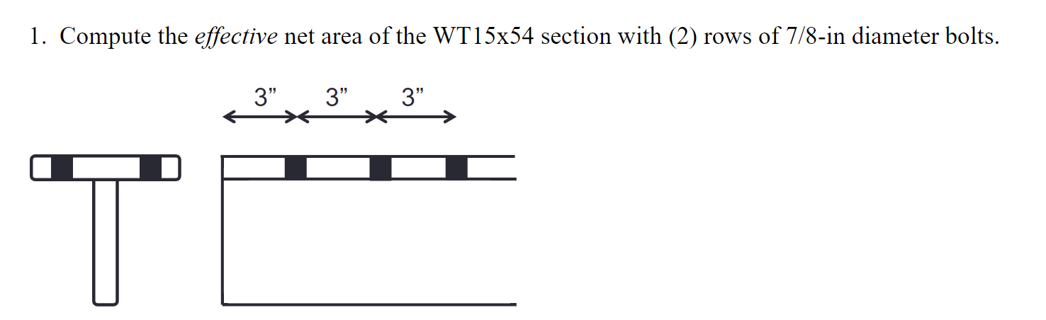 Solved 1. Compute the effective net area of the WT15x54 | Chegg.com