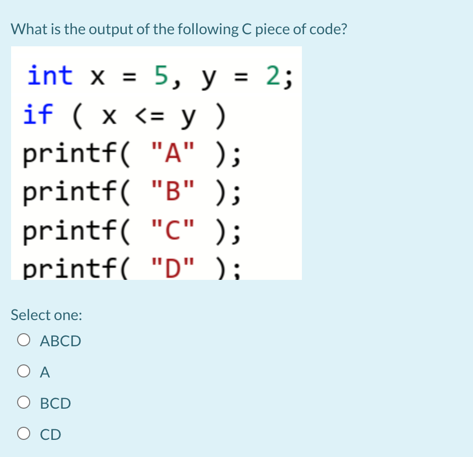 Solved What is the output of the following C piece of code? | Chegg.com