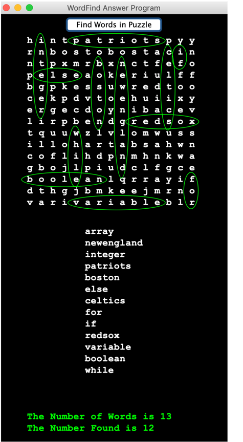 Solved Word Search Puzzle Program Using the Eclipse | Chegg.com