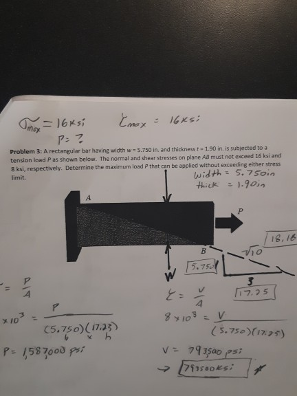 Solved Problem 3: A rectangular bar having width w- 5.750 | Chegg.com