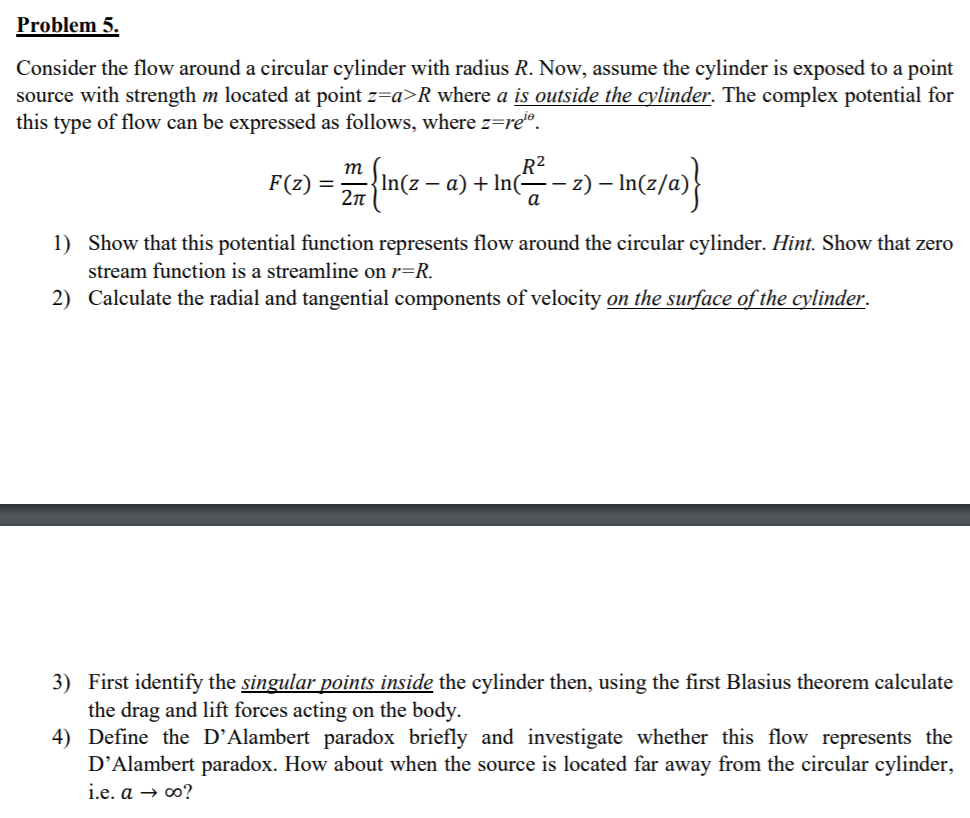 Solved Problem 5. Consider the flow around a circular | Chegg.com
