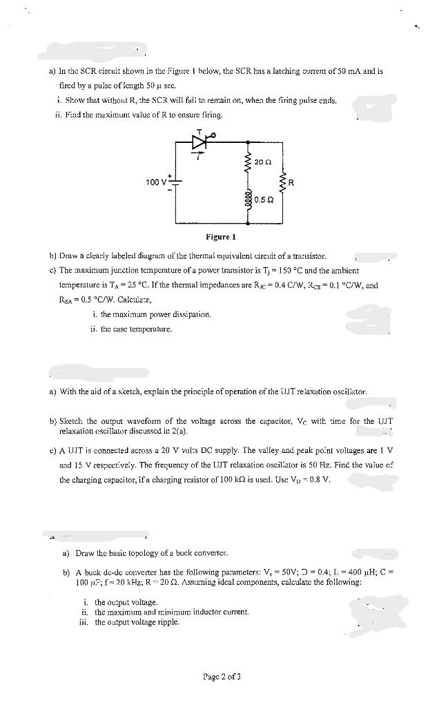 Solved a) In the SCR circuit shown in the Figure 1 below, | Chegg.com