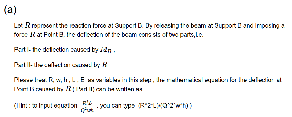 Solved (a)Let R ﻿represent the reaction force at Support B. | Chegg.com