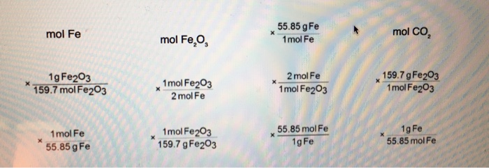 Solved Convert grams of Fe2O3 to grams of age. Select the | Chegg.com