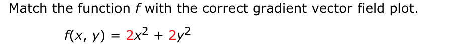 Solved Match the function f with the correct gradient vector | Chegg.com