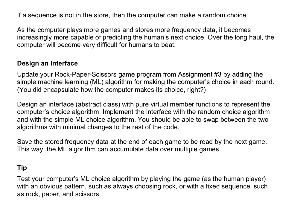 RPS Game with simple machine learning Human players | Chegg.com