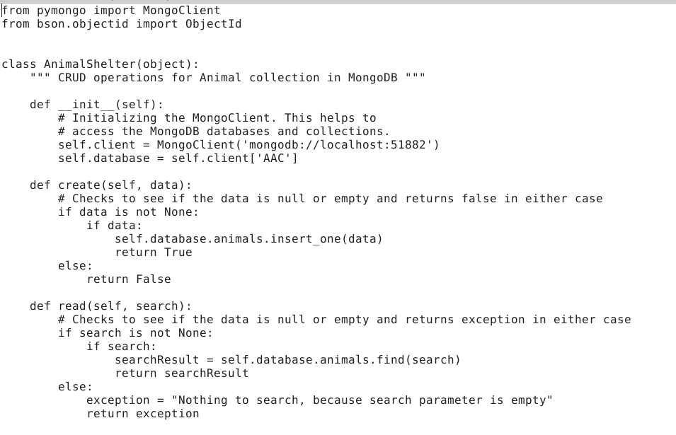 I have already completed the create and read below. I | Chegg.com