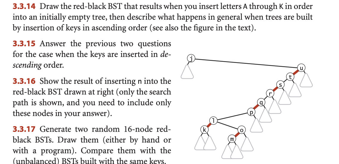 Solved 3.3.14 ﻿Draw the red-black BST that results when you | Chegg.com