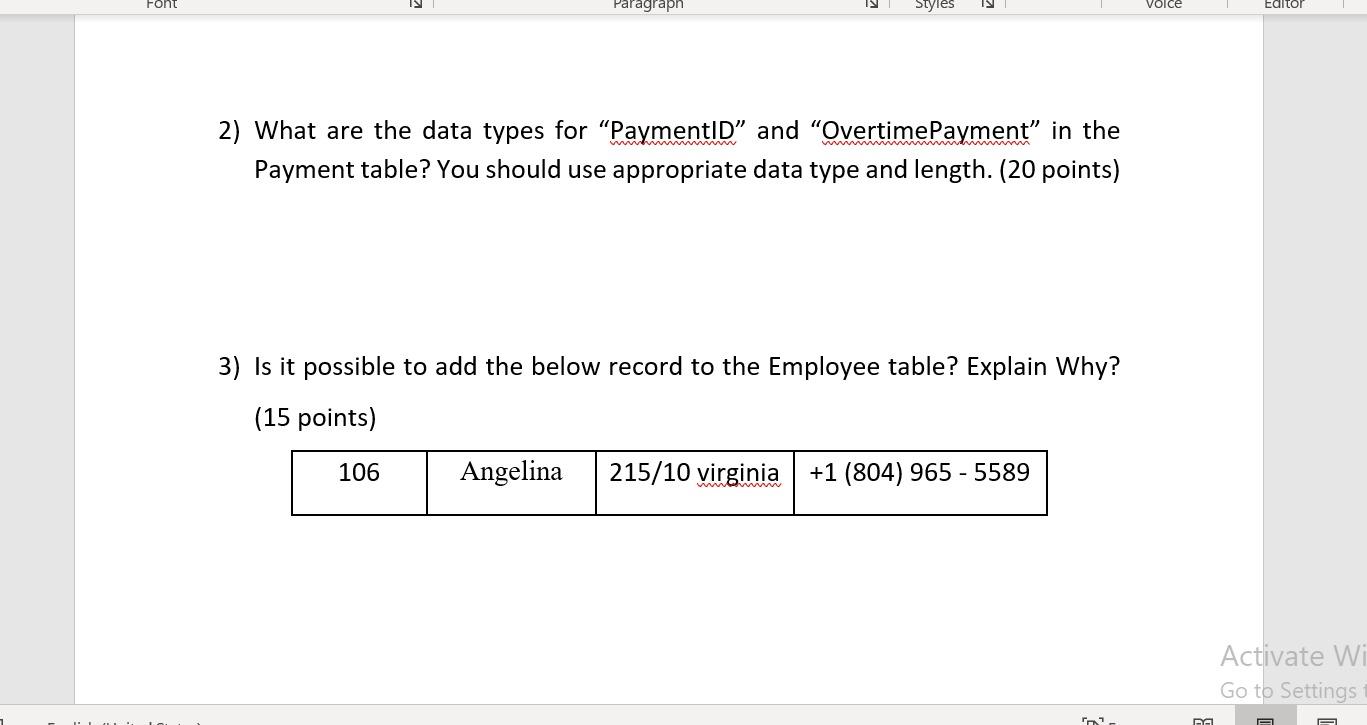 Solved Consider the following two relational database tables | Chegg.com