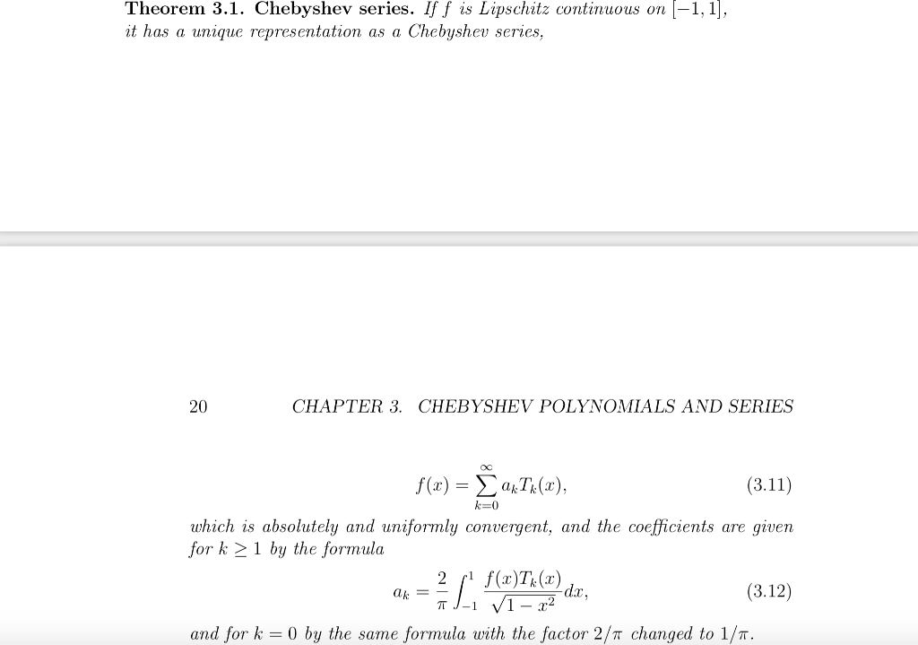 Solved Theorem 22.1. Transformed Chebyshev series. Let g be | Chegg.com