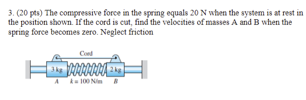 Solved 3. (20pts) The compressive force in the spring equals | Chegg.com