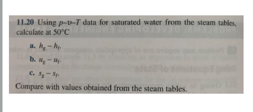 Solved 11.20 Using p-v-T data for saturated water from the | Chegg.com