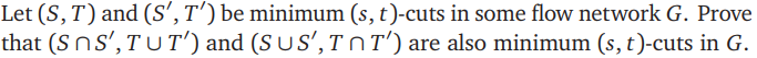 Solved Let (S,T) and (S', T') be minimum (s, t)-cuts in some | Chegg.com