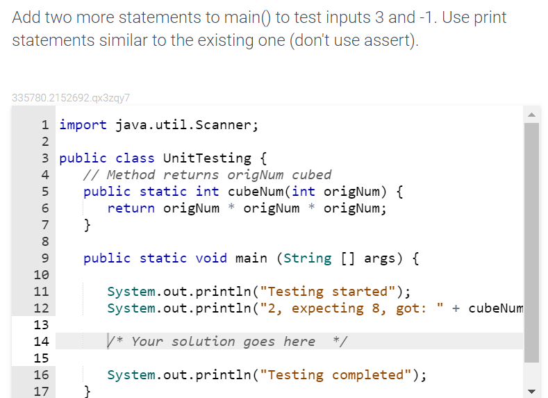 Solved Add two more statements to main() to test inputs 3 | Chegg.com