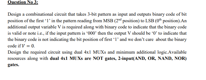 Design a combinational circuit that takes 3-bit | Chegg.com