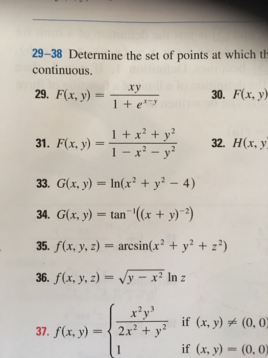 Solved 29-38 Determine the set of points at which th | Chegg.com