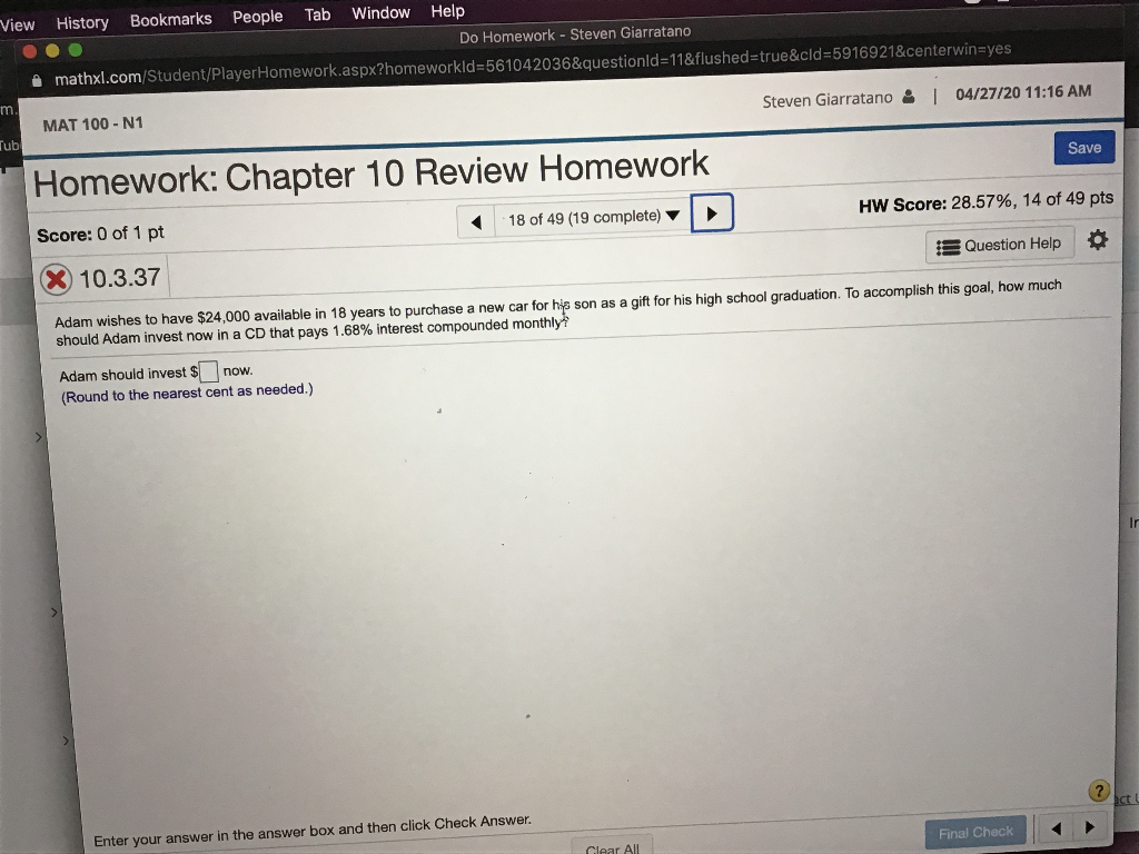 Solved View History Bookmarks People Tab Window Help Do | Chegg.com
