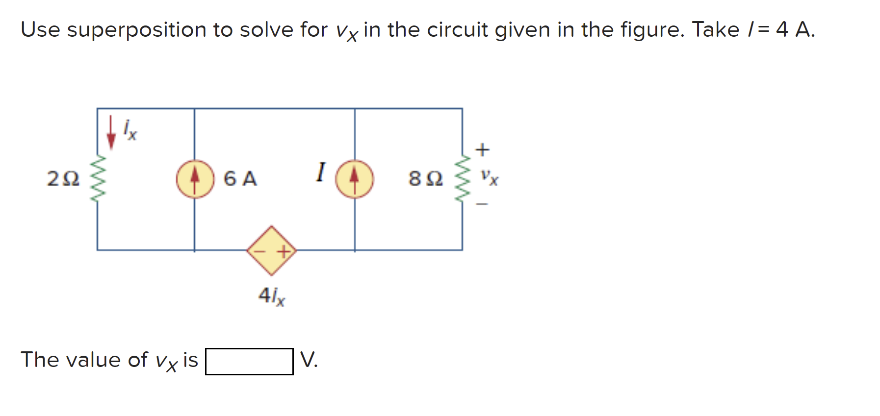 Solved Use superposition to solve for vx in the circuit | Chegg.com