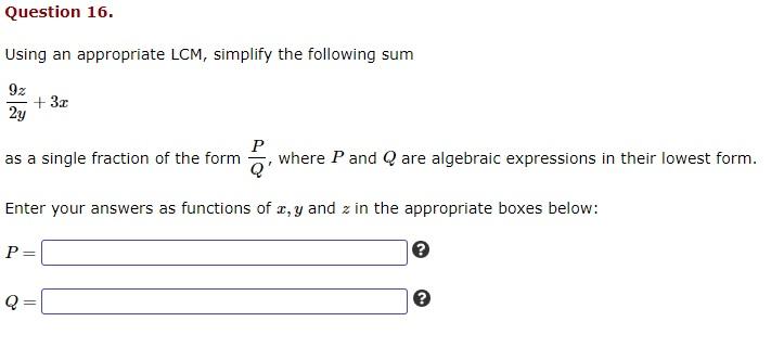 Solved Using an appropriate LCM, simplify the following sum | Chegg.com