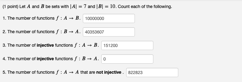 Solved 1 Point Let A And B Be Sets With A 7 And [b]