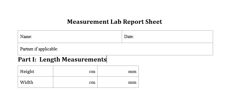 Part I: Measurement of Length Using a ruler, | Chegg.com