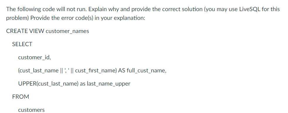 Solved The following code will not run. Explain why and | Chegg.com
