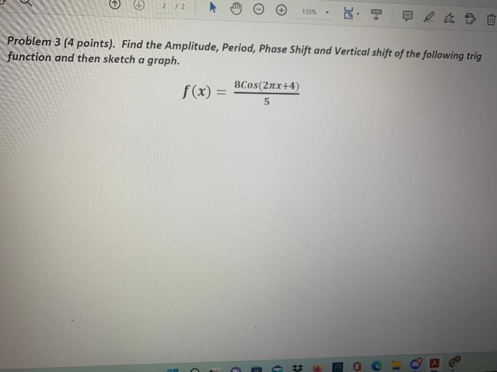 Solved Problem 3 (4 points). Find the Amplitude, Period, | Chegg.com
