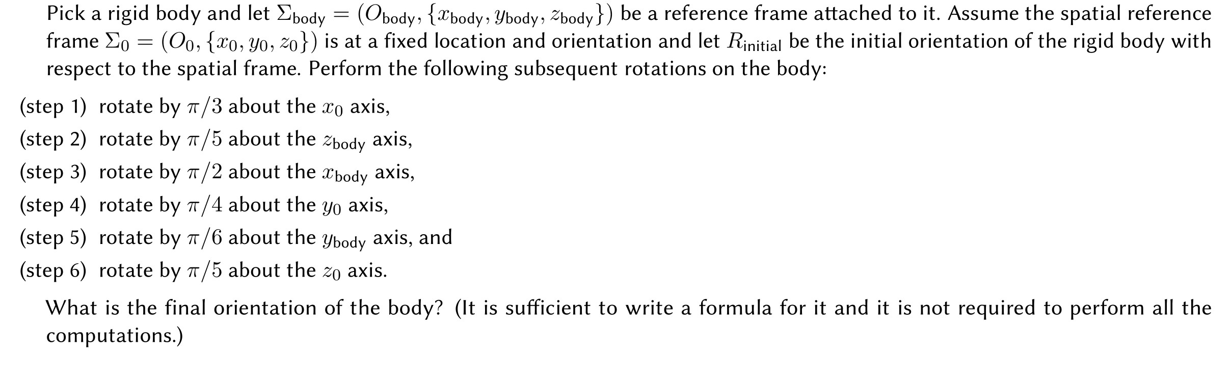 In the roll-pitch-yaw parametrization of rotation | Chegg.com