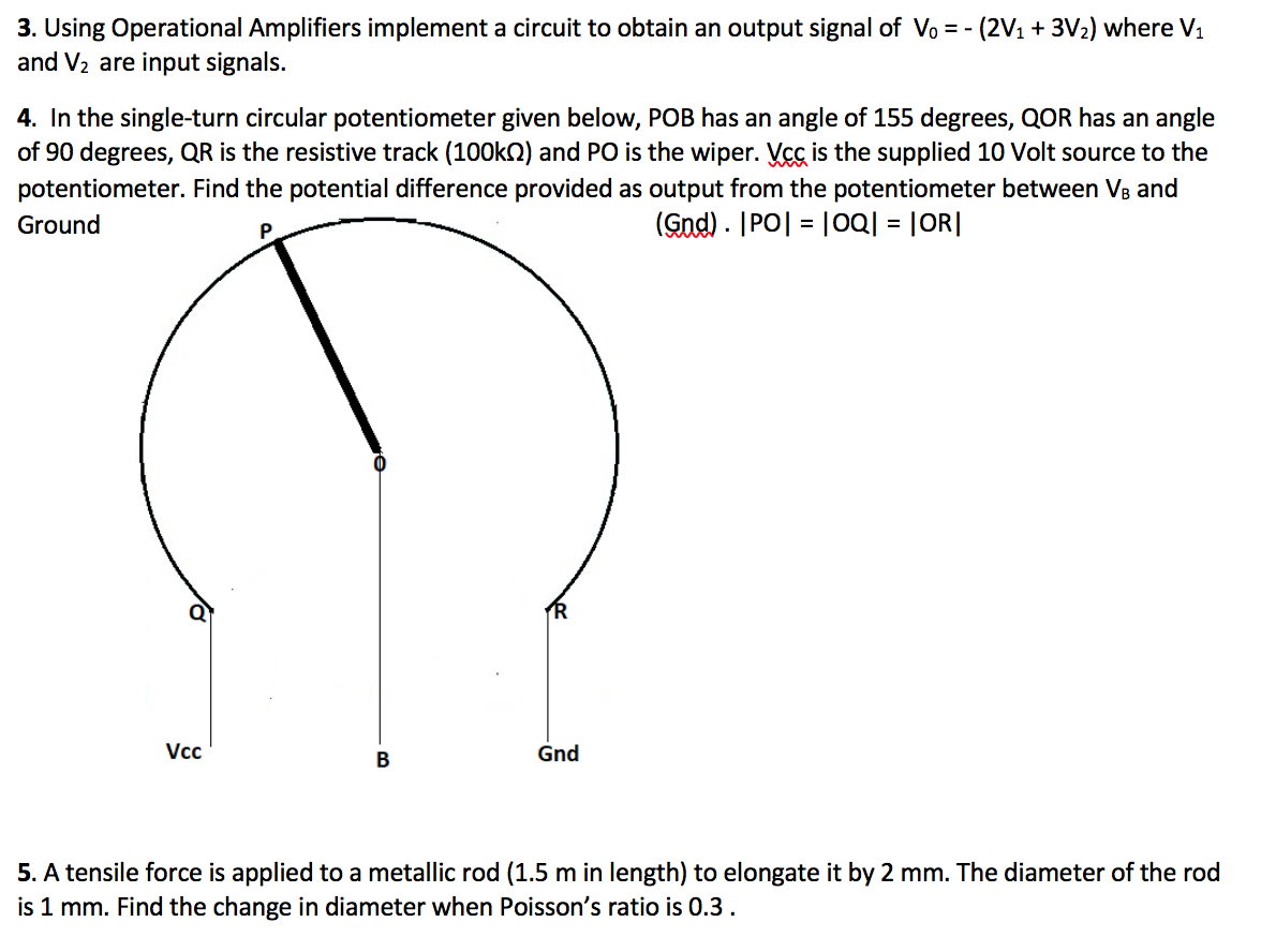 Solved 3. Using Operational Amplifiers implement a circuit | Chegg.com